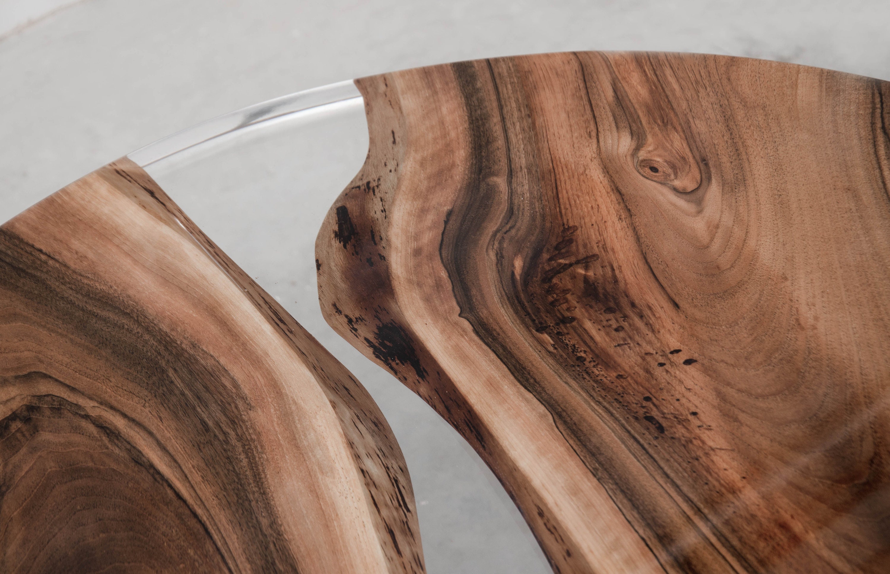 Custom resin table made of European walnut round live edge | Etsy