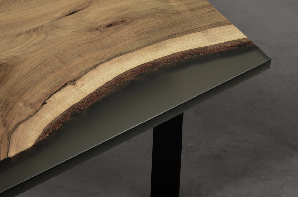 Elegant Table With Matte Finish Live Edge Dinning Table - Etsy