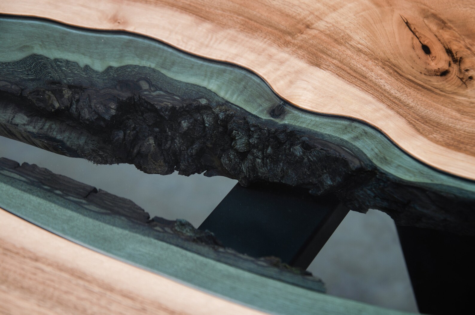 Custom Live Edge Table With Blue Glass River Table Walnut | Etsy