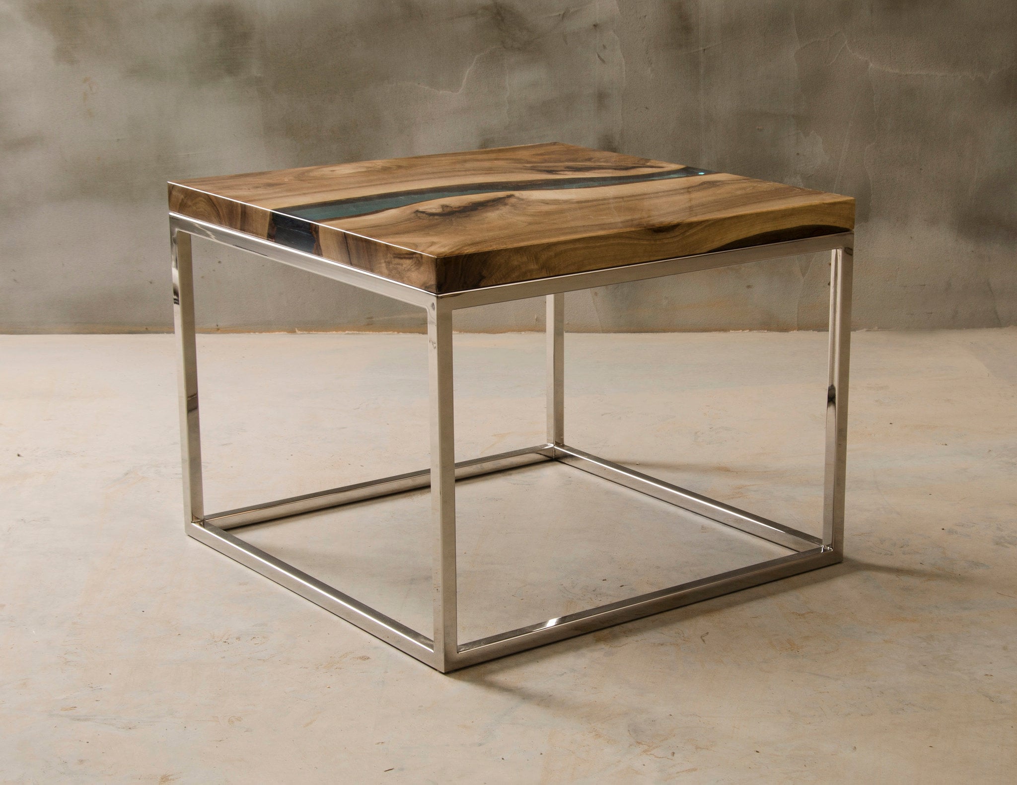 Square Epoxy Resin Table Personalized Live Edge Coffee Table | Etsy