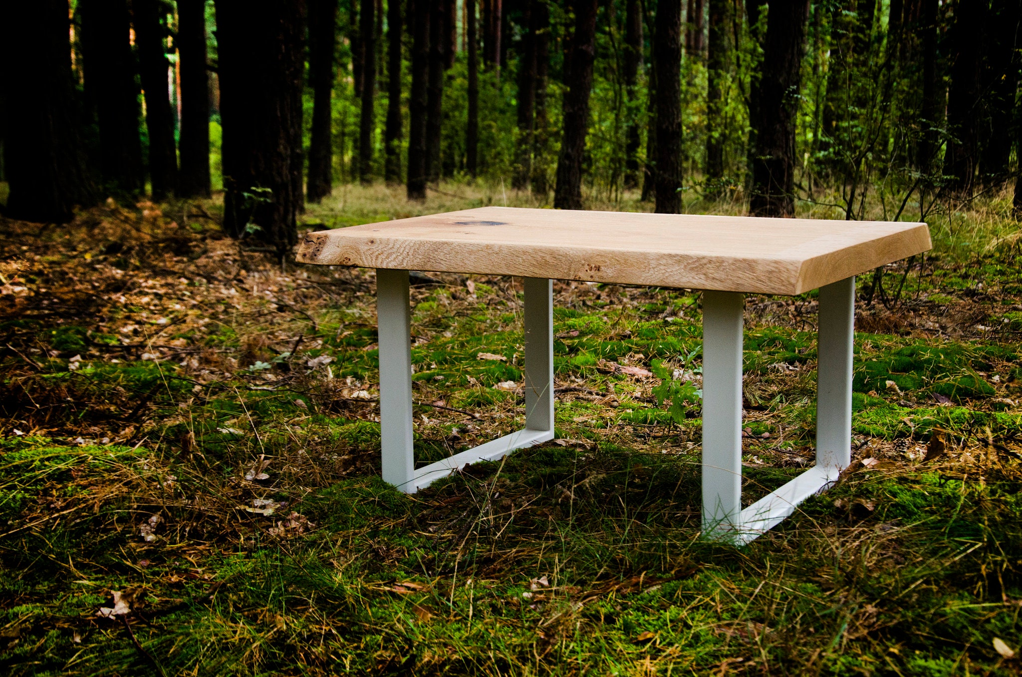 Live Edge Coffee Table Made of Oak Wood Small End Table With | Etsy