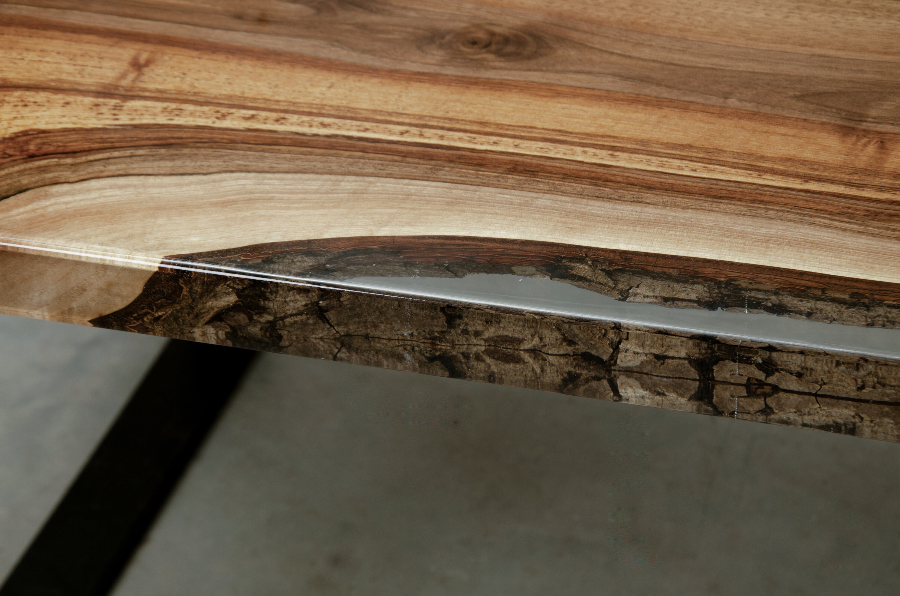Custom Epoxy Table Made of Two Walnut Slabs Crystal - Etsy UK