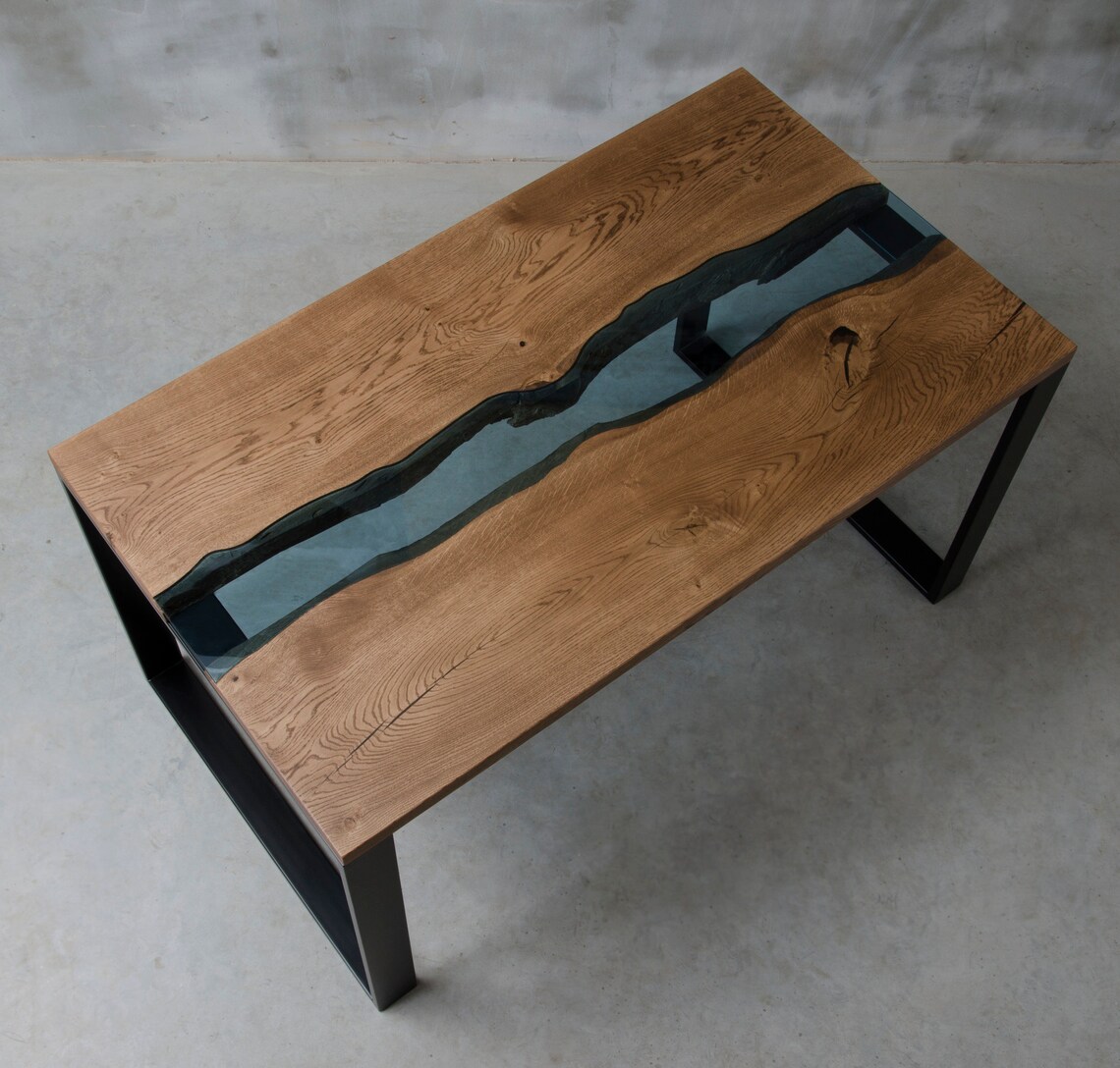 LIVE EDGE Dining Table River Table River Oak Table Oak - Etsy