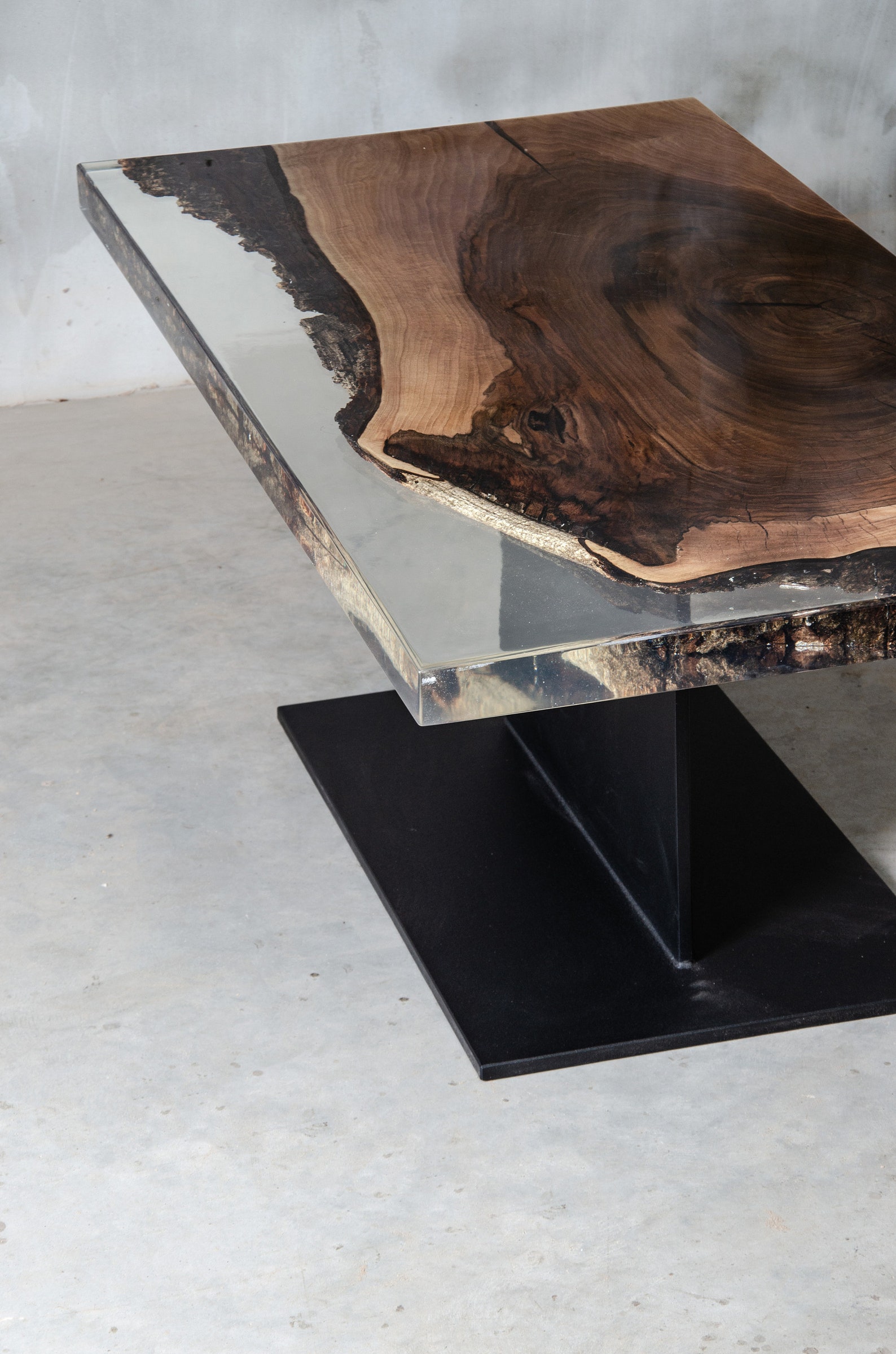 Custom Resin Table Walnut Coffee Table With Crystal - Etsy