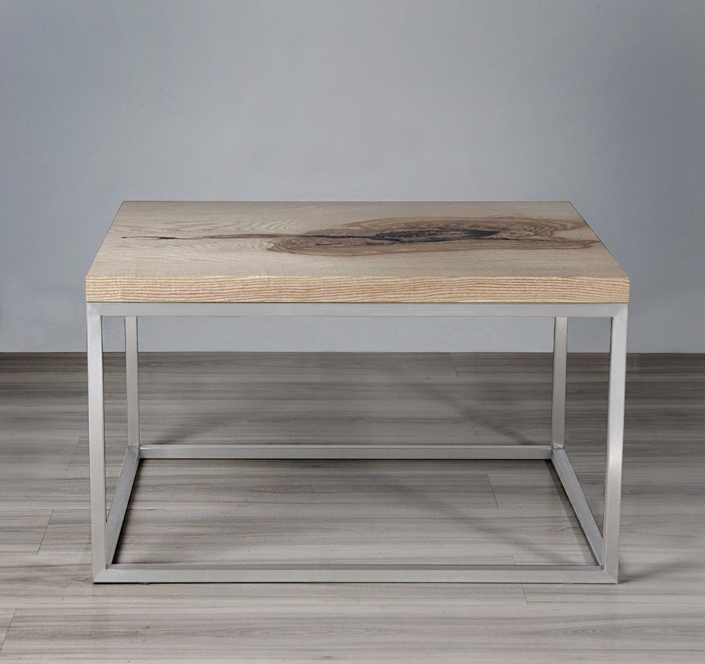 Wooden Coffee Table Made of One Ash Slab, Rectangular Coffee Table With ...