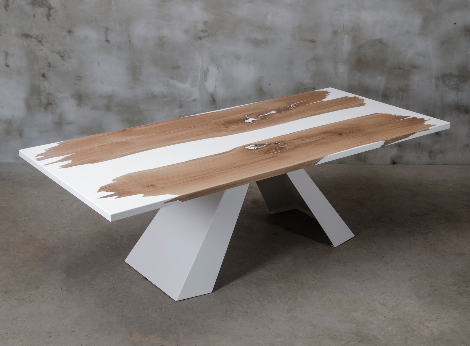 Custom Resin Table Made of Oak White Epoxy Table Matte - Etsy