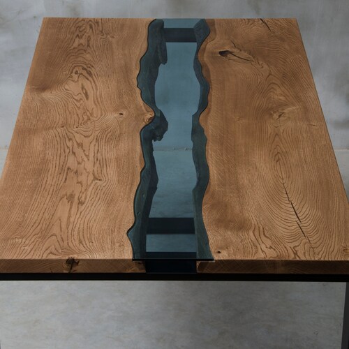 LIVE EDGE Dining Table River Table River Oak Table Oak | Etsy