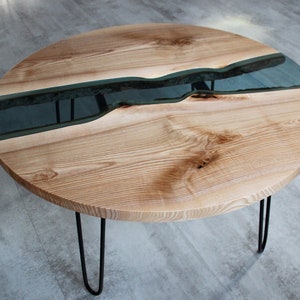 Custom River Table, Round River Coffee Table Made of Ash, Round Live ...