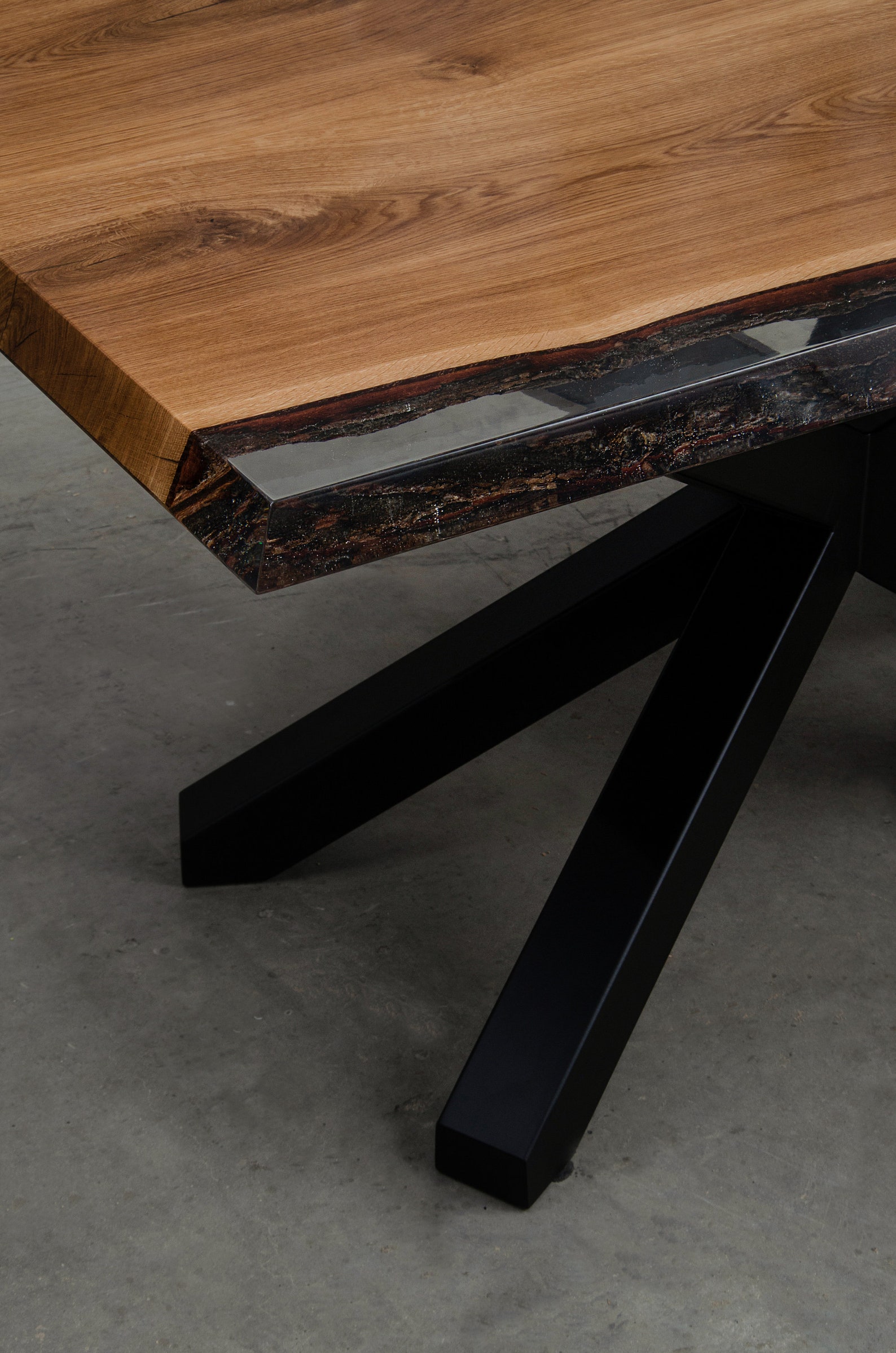 Custom resin epoxy table with metal table legs live edge | Etsy