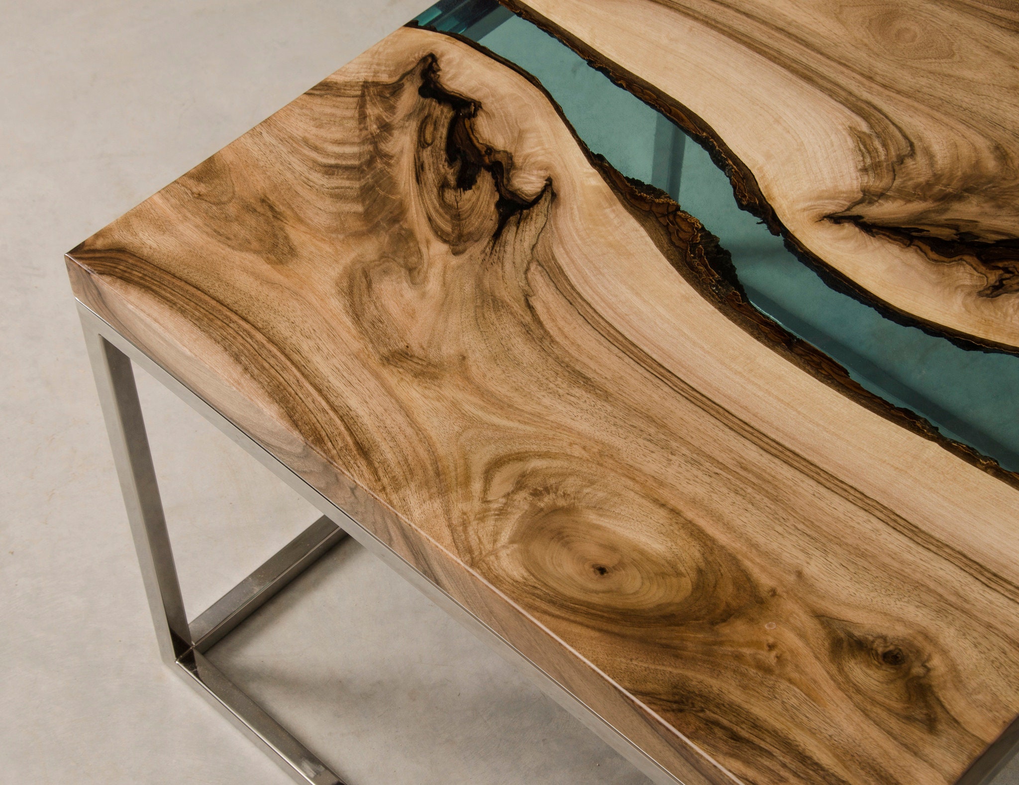 Square Epoxy Resin Table Personalized Live Edge Coffee Table | Etsy