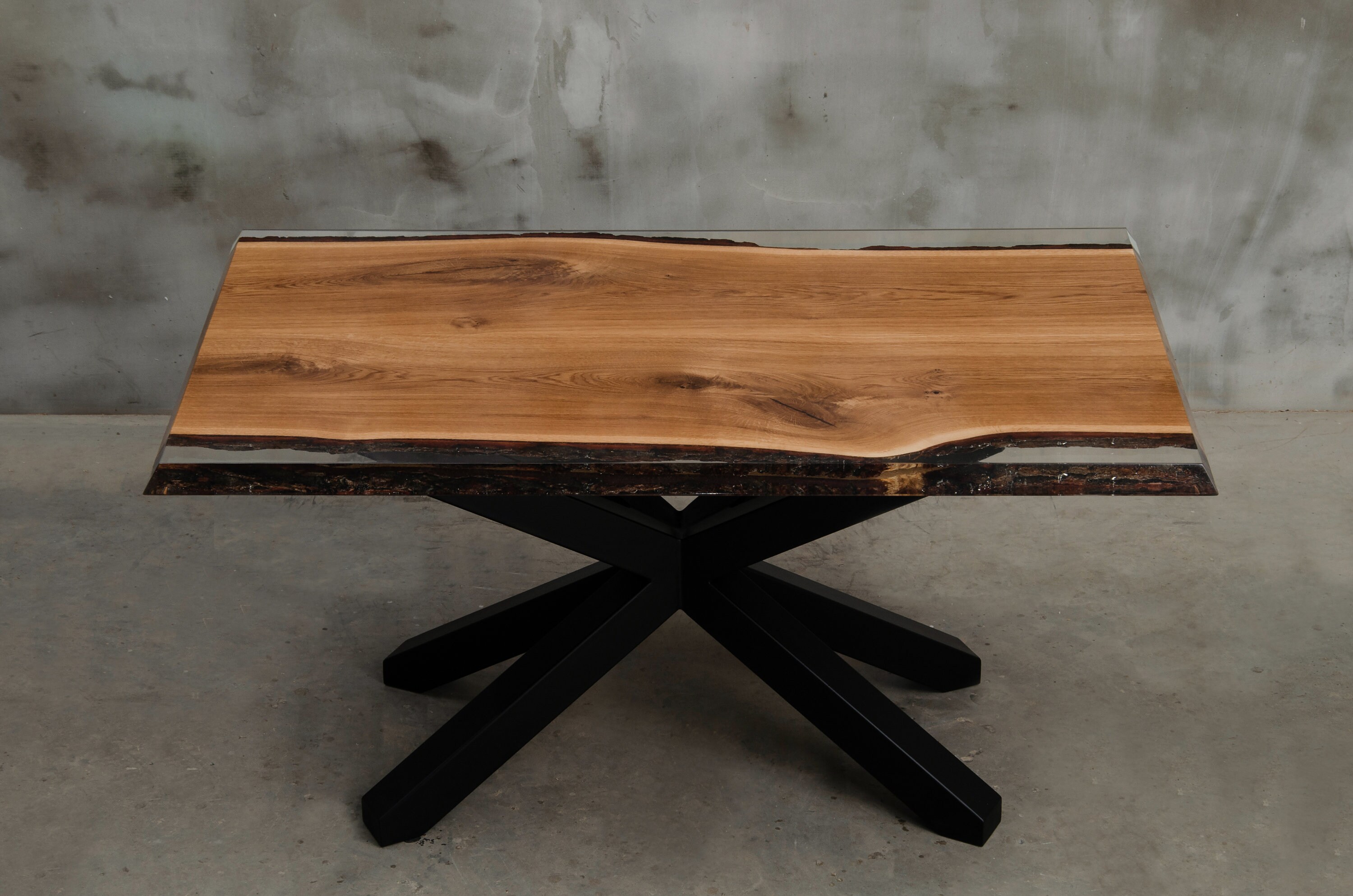 Custom resin epoxy table with metal table legs live edge | Etsy