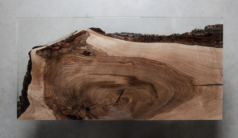 Custom Resin Table Walnut Coffee Table With Crystal - Etsy