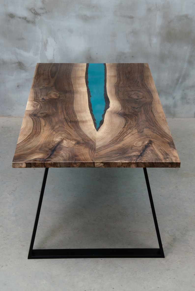 LIVE EDGE Eettafel epoxyhars tafel epoxy walnoot tafel - Etsy Nederland