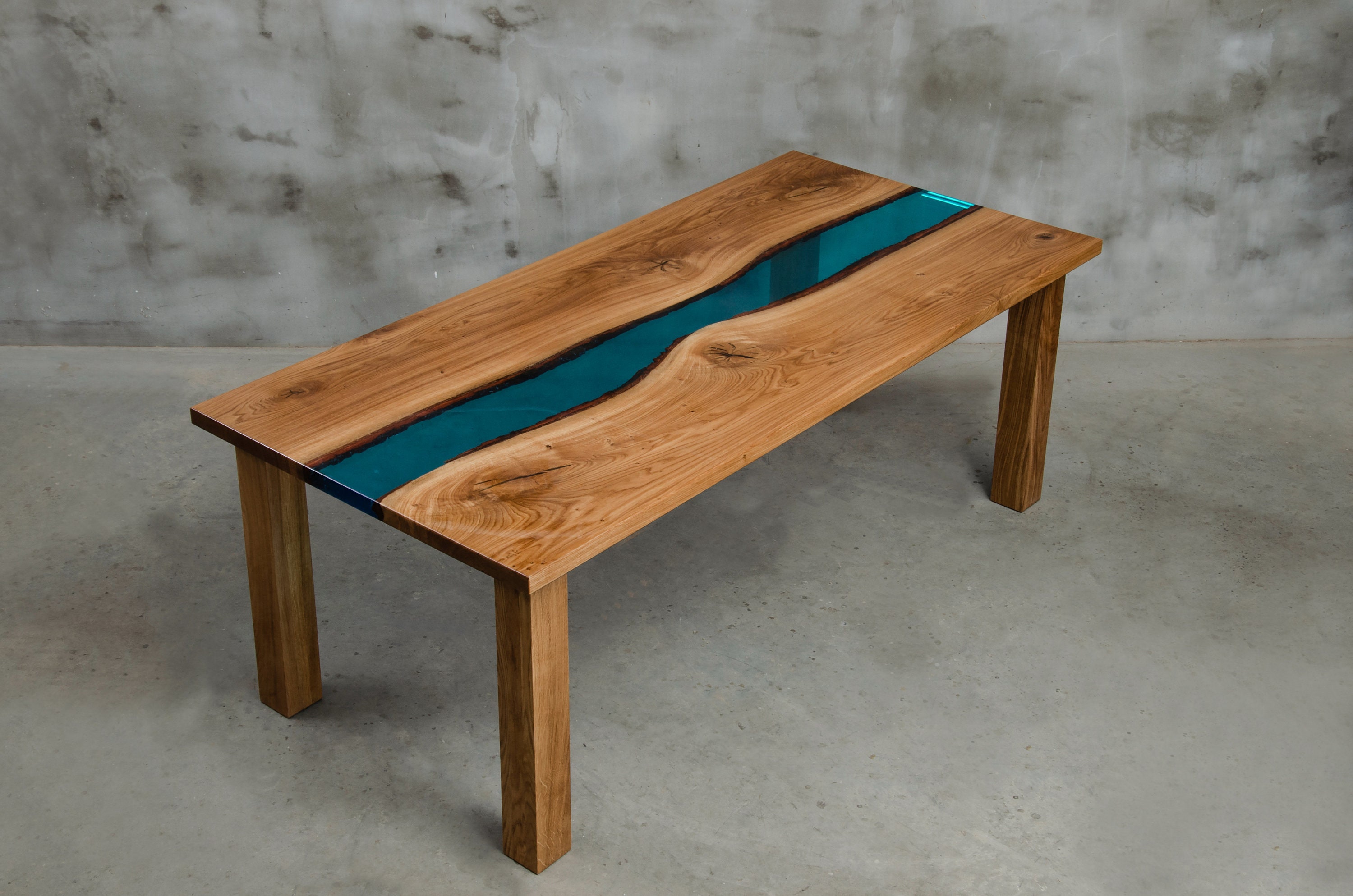 Custom resin table made of aok wood wooden dining table with | Etsy