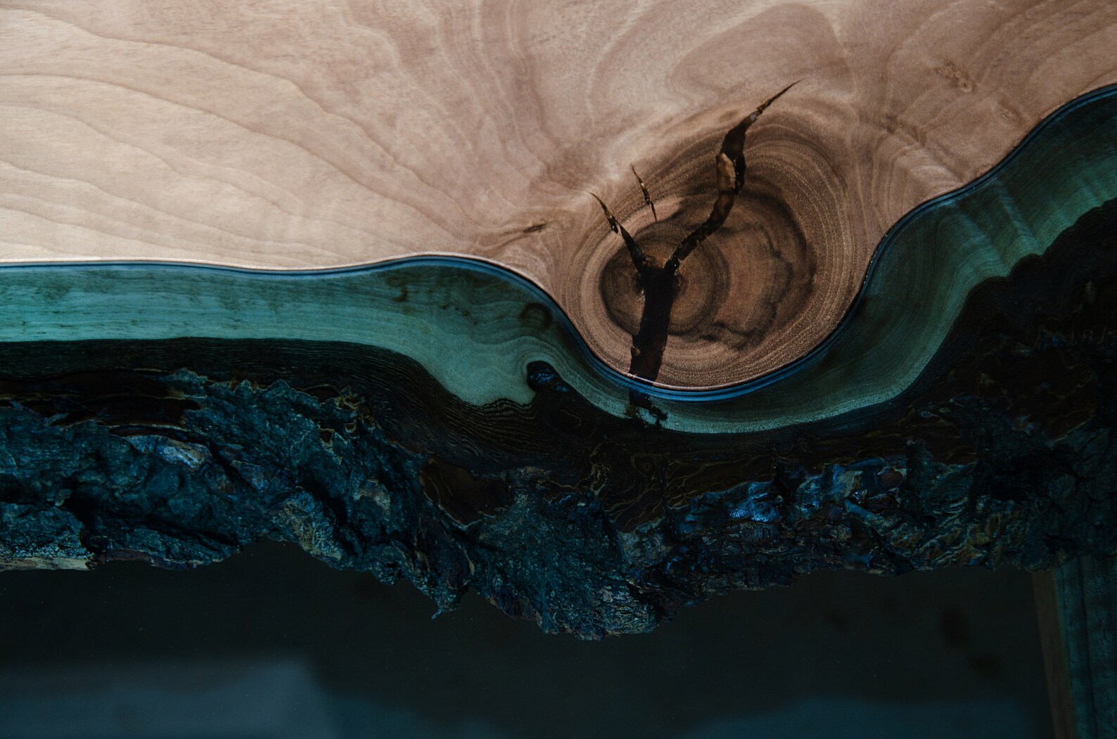 River Coffee Table Made European Walnut Slabs, River Edge Coffee Table ...