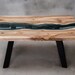 Custom Live Edge Table With Blue Glass River Table Walnut - Etsy