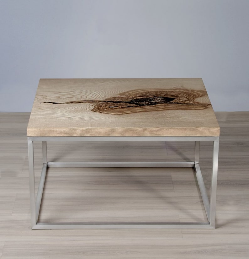 Wooden Coffee Table Made of One Ash Slab, Rectangular Coffee Table With ...
