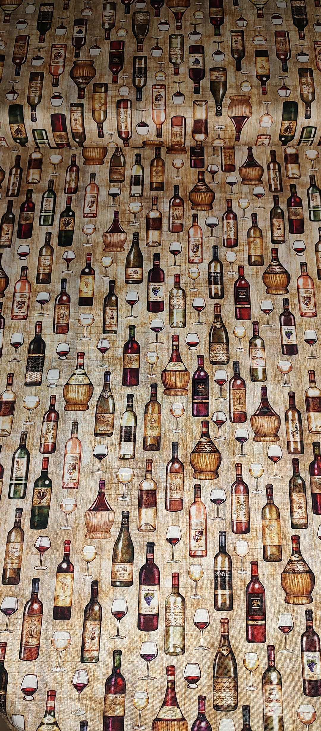 Wine Bottle Fabric, Cotton Designer Fabric for Quilting and Sewing, 100 ...