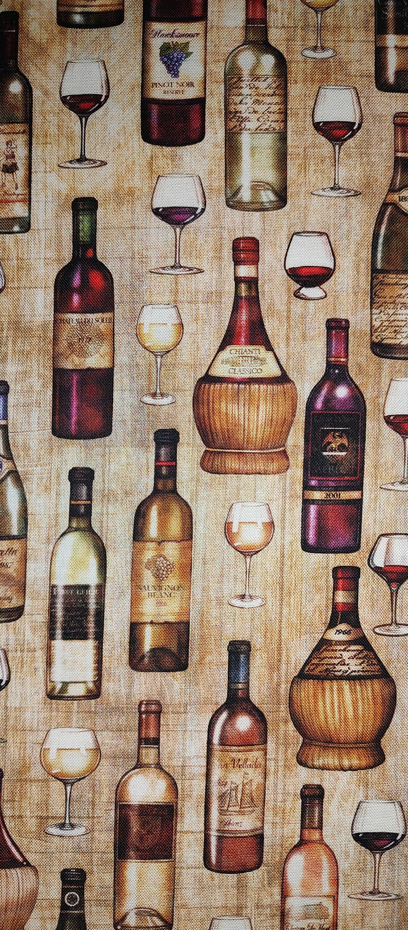 Wine Bottle Fabric, Cotton Designer Fabric for Quilting and Sewing, 100 ...