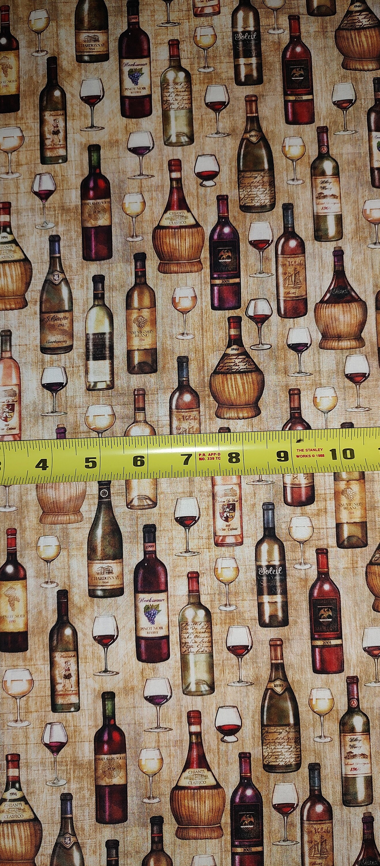 Wine Bottle Fabric, Cotton Designer Fabric for Quilting and Sewing, 100 ...