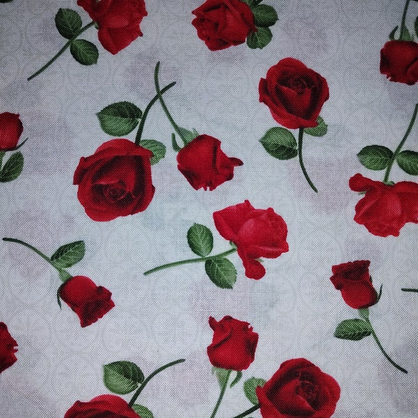 Red Rose Fabric - Etsy