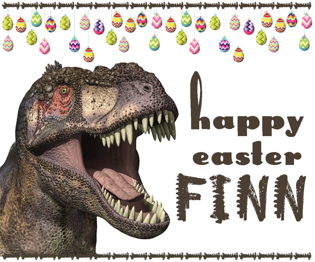 T-rex Dinosaur Easter Basket Sticker, Dinosaur Easter Sticker ...