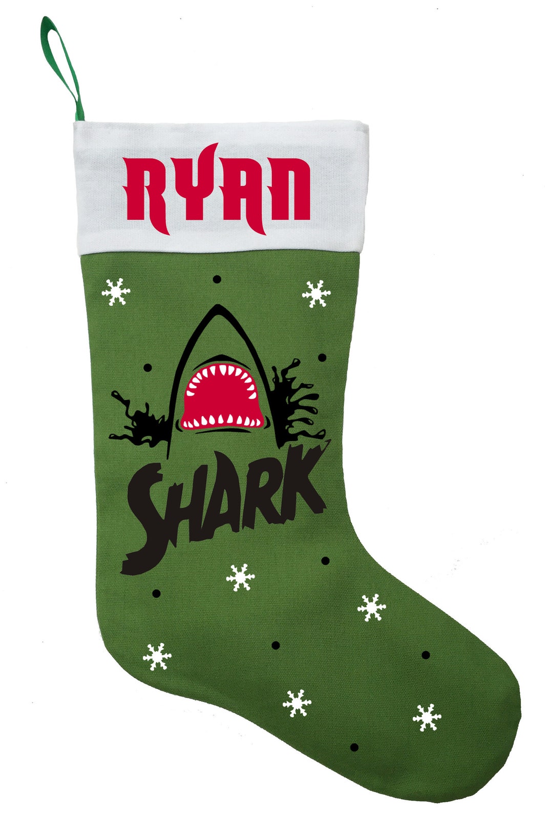 Shark Christmas Stocking, Personalized Shark Stocking, Custom Shark ...