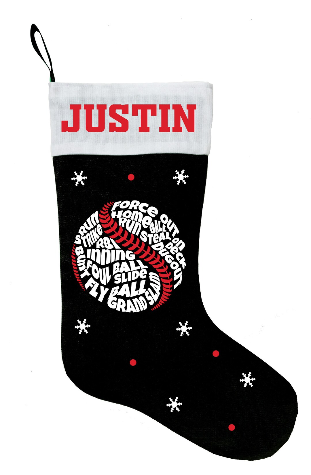 Baseball Christmas Stocking, Baseball Stocking, Baseball Christmas Gift ...