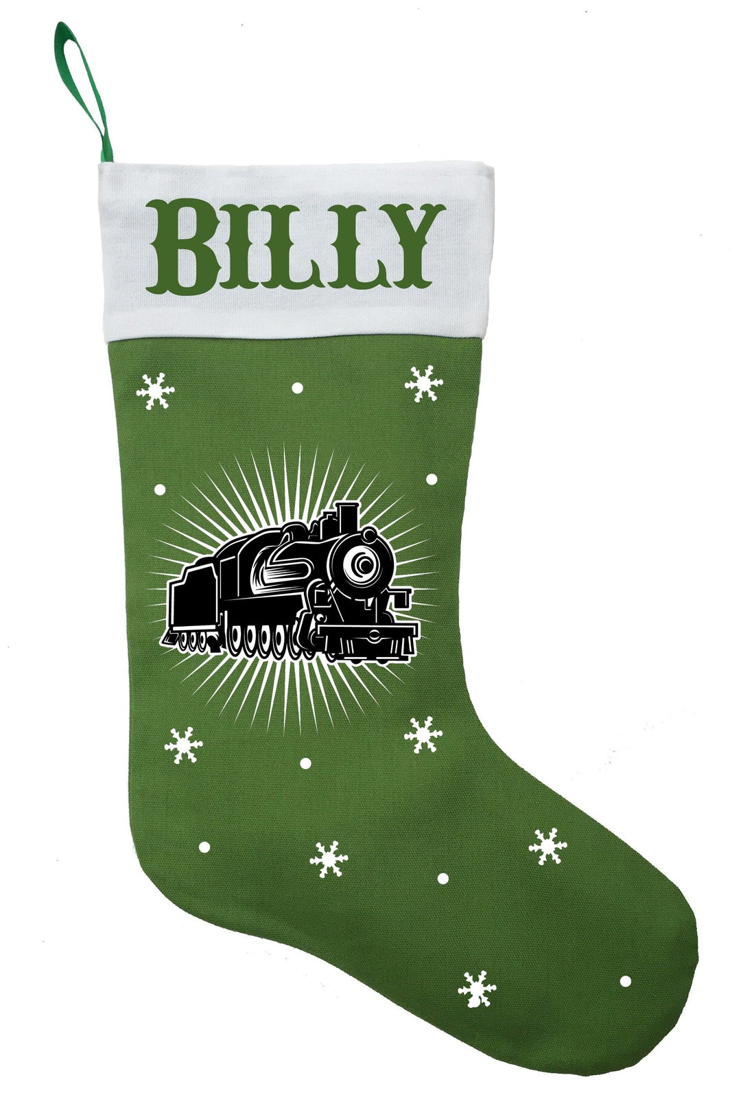 Personalized Train Christmas Stocking, USA Handmade Cotton - Etsy