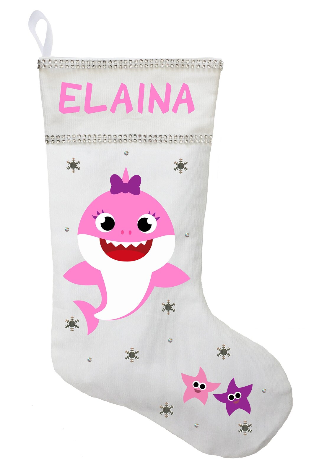 Sister Shark Christmas Stocking, Baby Girl Shark Christmas Stocking ...
