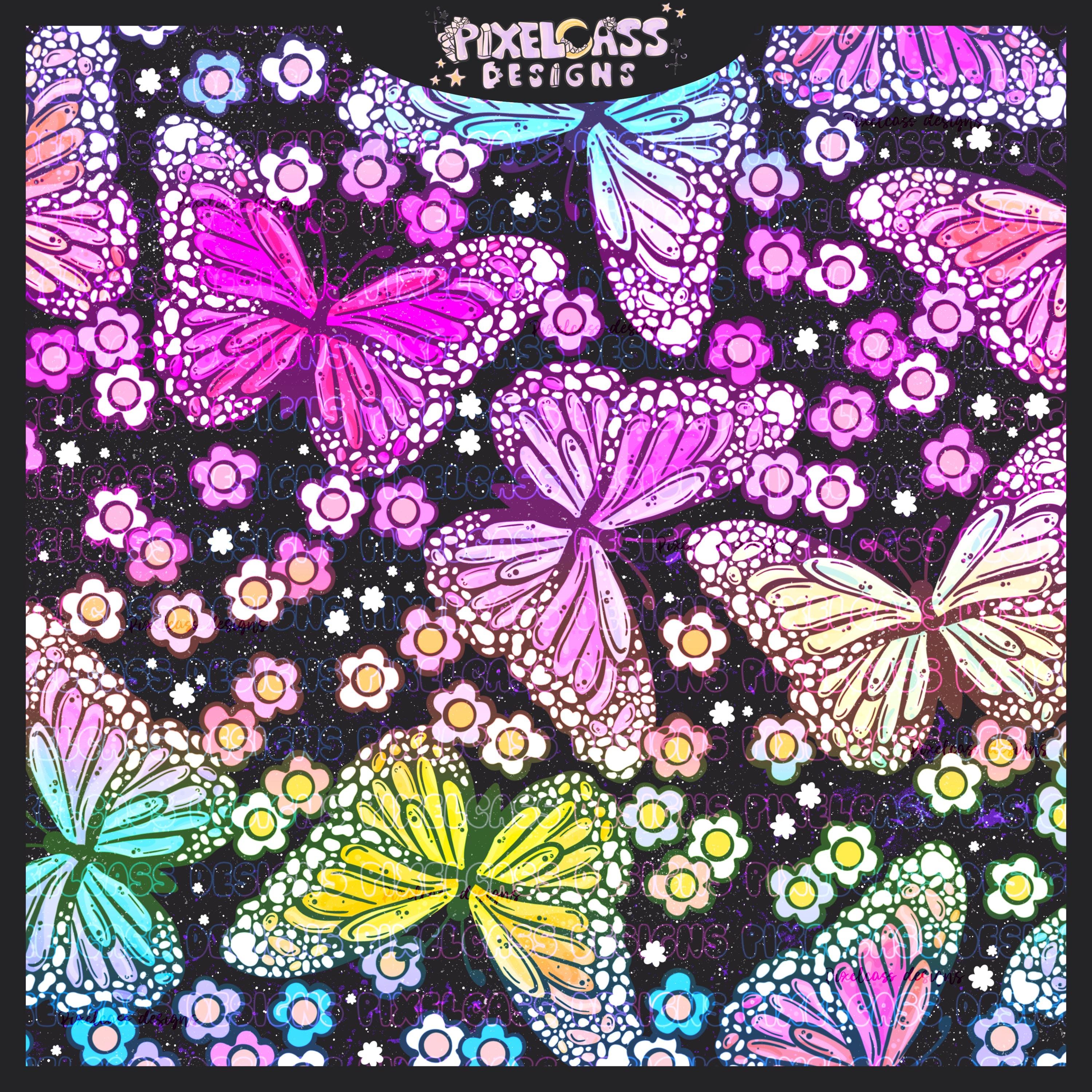 Colorful Spring Floral Monarch Butterflies | Seamless File, Surface ...