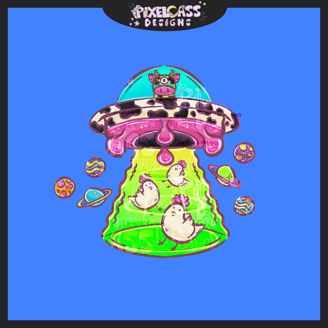 Chicken Alien UFO Abduction SUBLIMATION PNG - Etsy