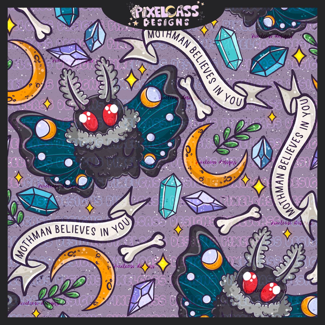Mothman Believes in You | Seamless File, Surface Pattern, Fabric Design ...