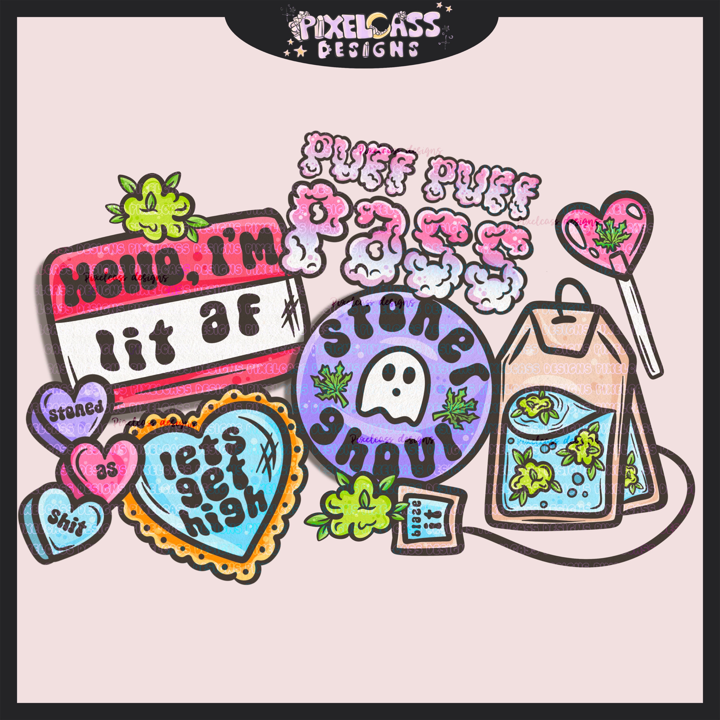 Puff Doodles Cannabis PNG SUBLIMATION 420 Weed Smoke - Etsy