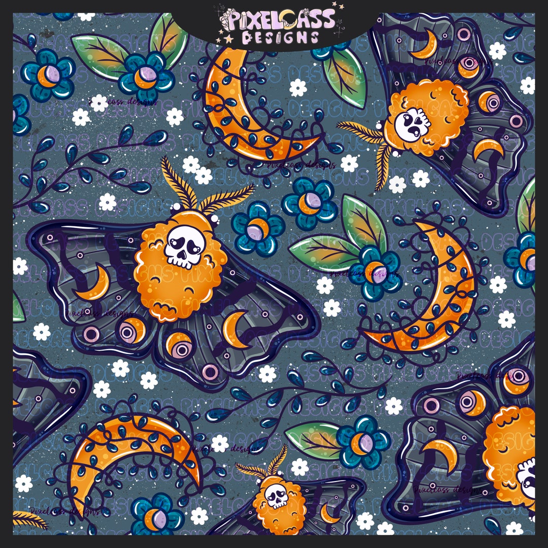 Celestial Death Moths Seamless File, Surface Pattern, Fabric Design - Etsy
