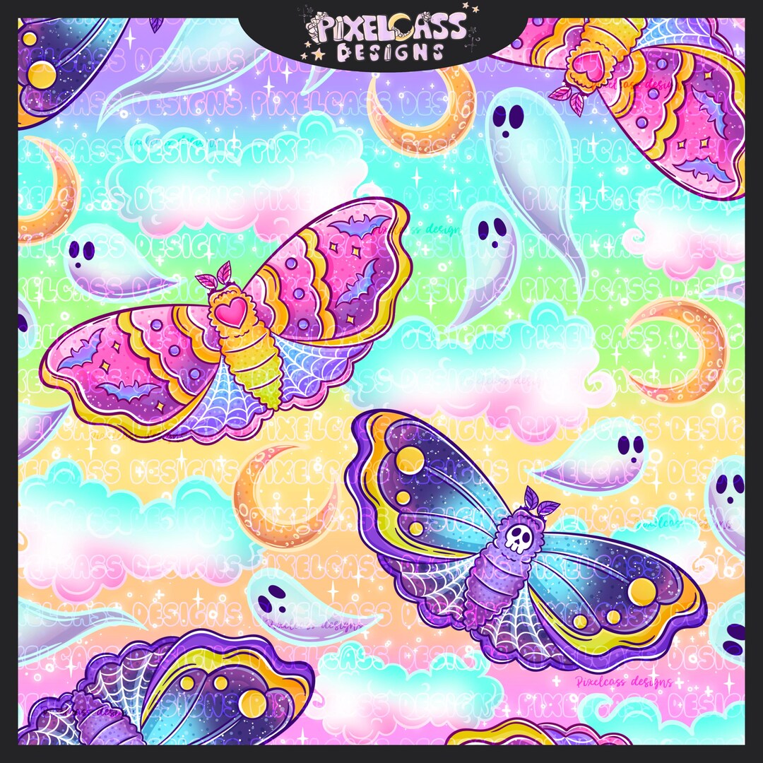 Moonlit Moths | Seamless File, Surface Pattern, Fabric Design - Etsy