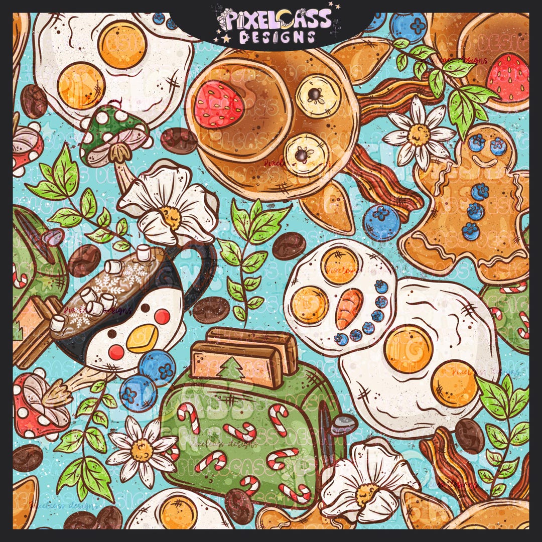 Cottagecore Christmas Breakfast | Seamless File, Surface Pattern ...