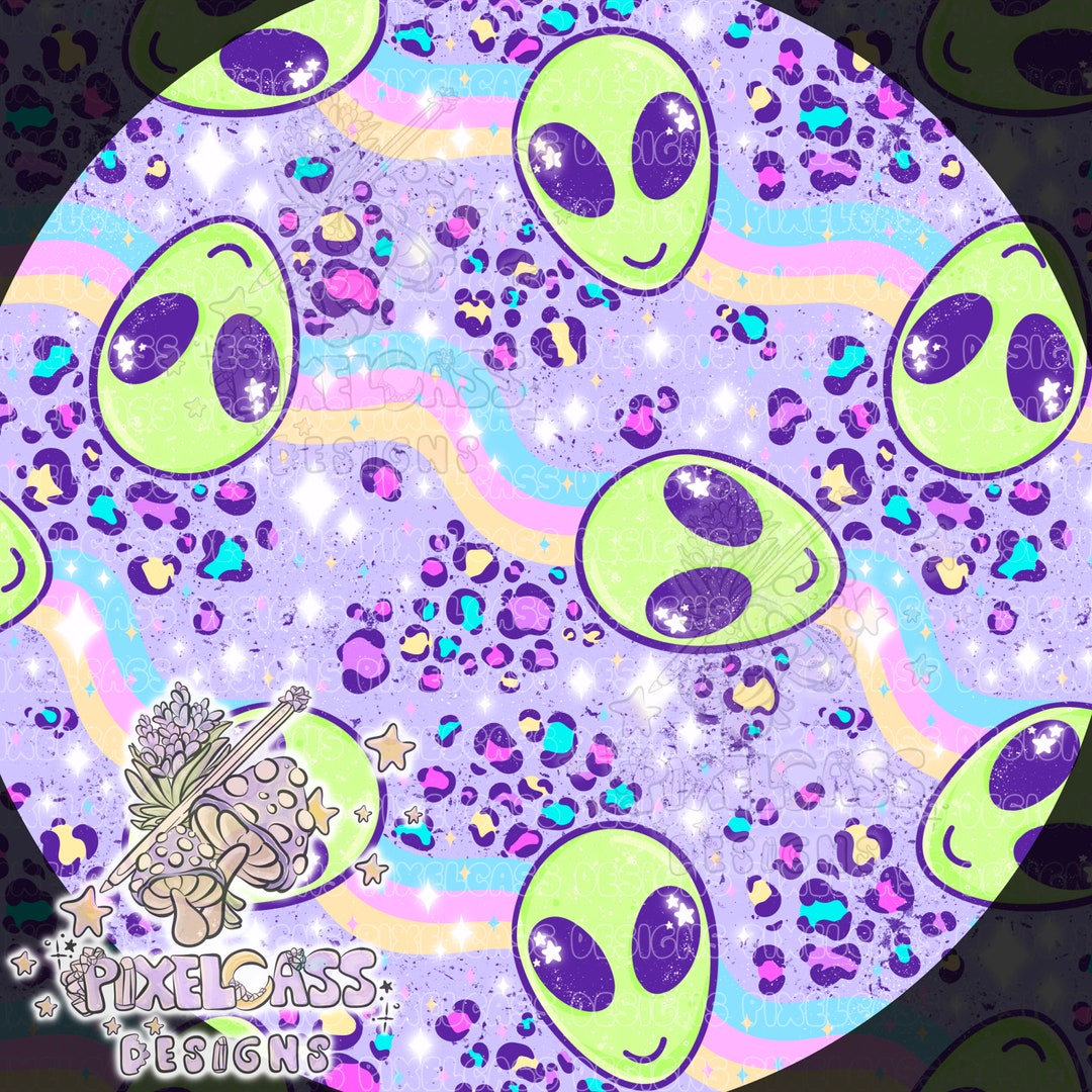 Alien Rainbow Groovy Vibes Seamless File, Surface Pattern, Fabric ...