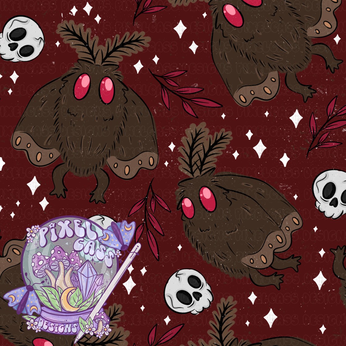 Mothman Cryptid Seamless File Surface Pattern Fabric - Etsy