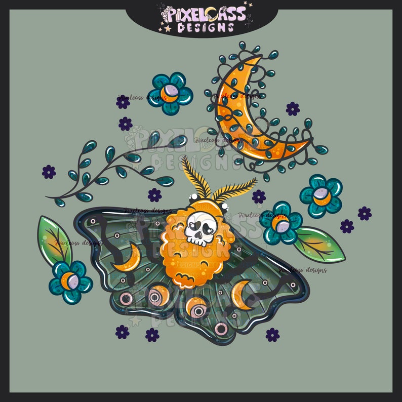 Celestial Death Moths PNG SUBLIMATION | Skulls - Etsy