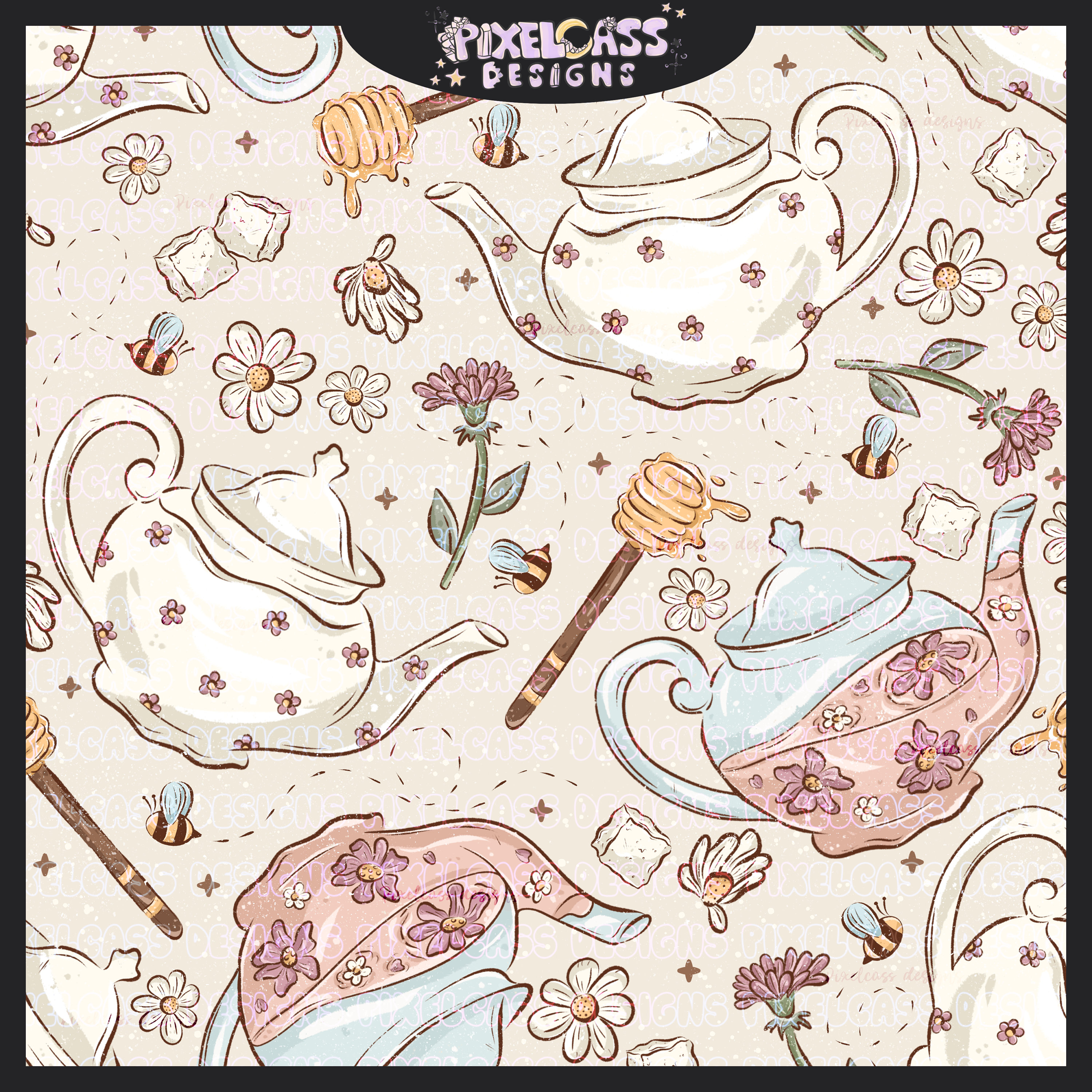 Tea Time Vintage Tea Party Seamless File, Surface Pattern, Fabric ...