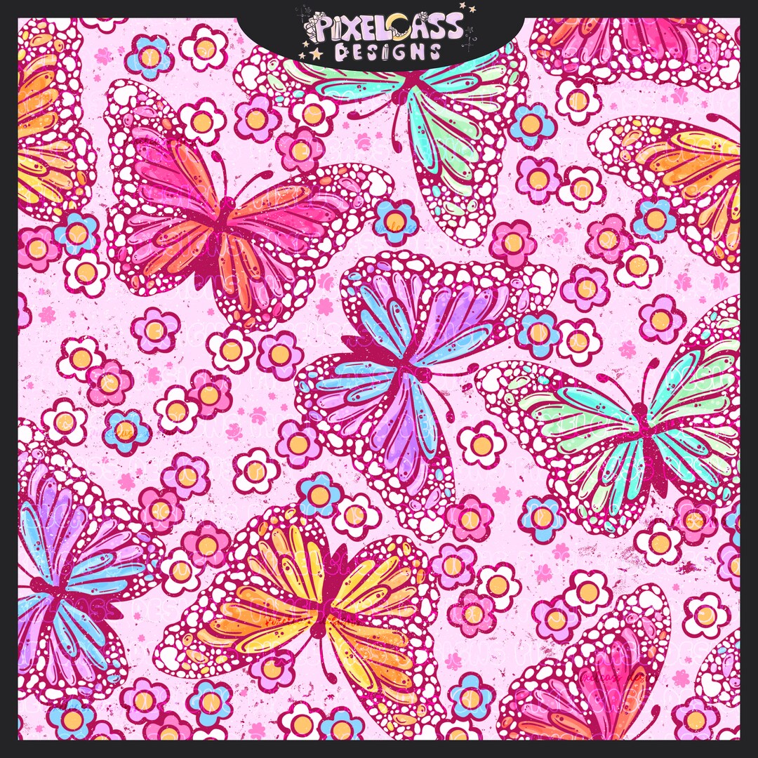 Colorful Spring Floral Monarch Butterflies | Seamless File, Surface ...