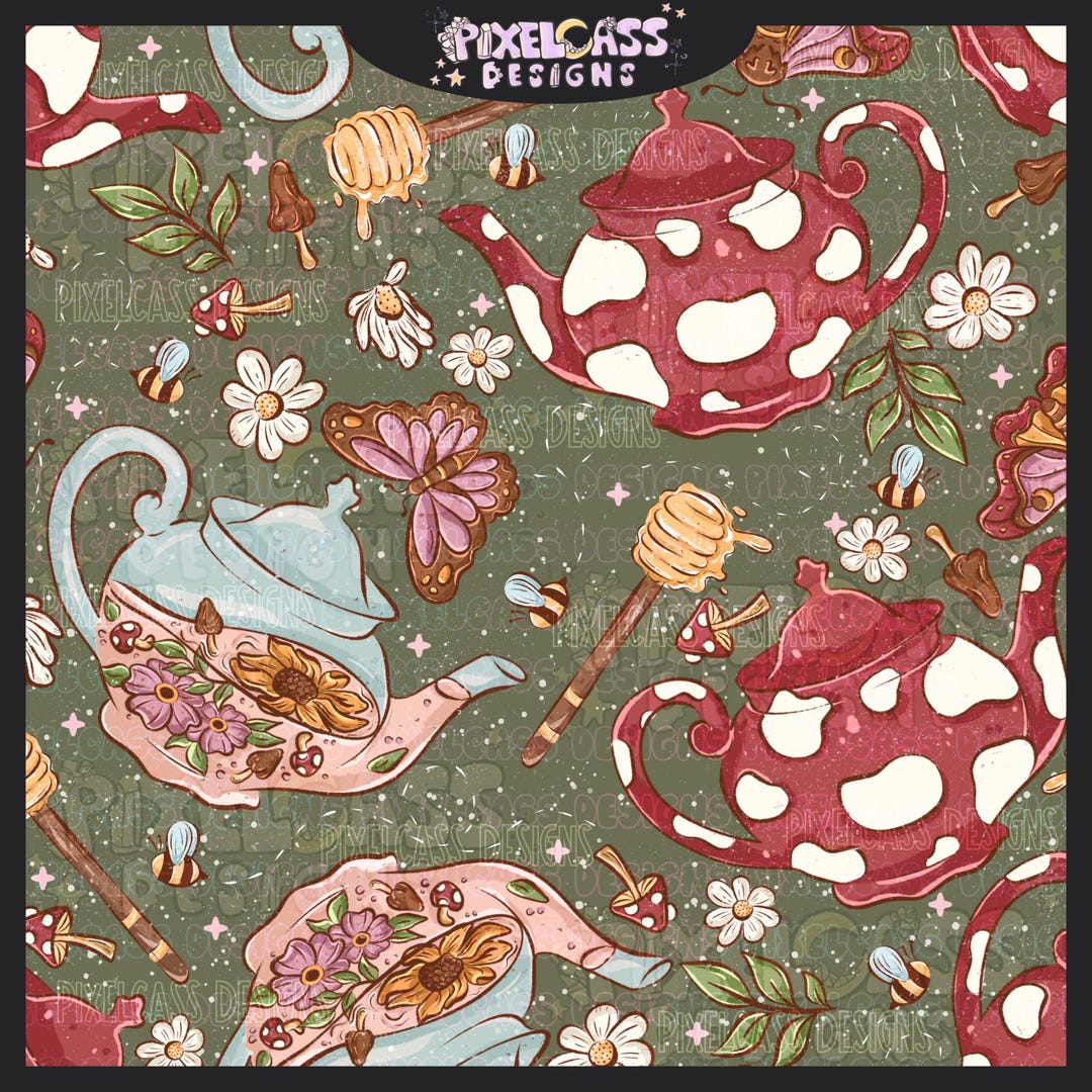 Cottagecore Tea Time Vintage Tea Party | Seamless File, Surface Pattern ...