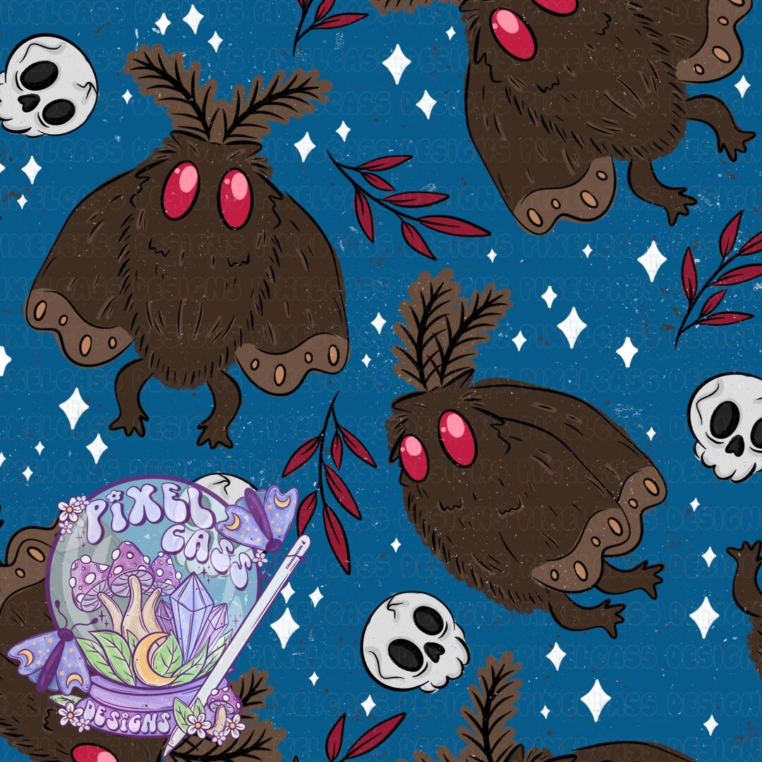 Mothman Cryptid Seamless File, Surface Pattern, Fabric Design - Etsy