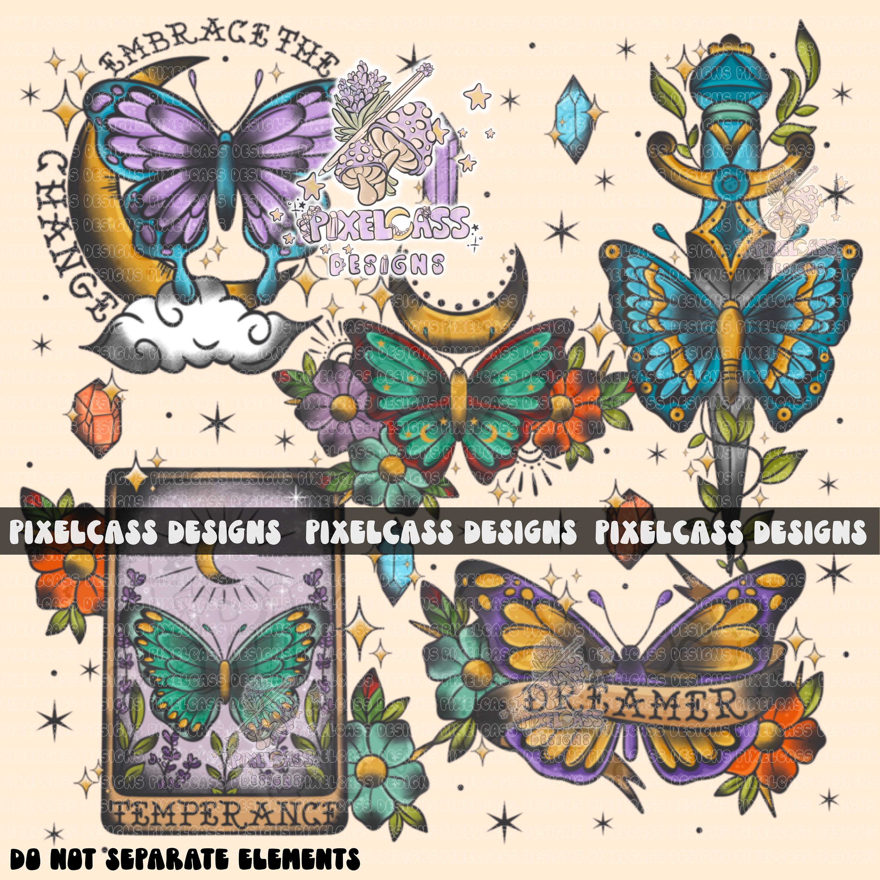 Butterfly Tattoo Flash PNG SUBLIMATION | Traditional Tattoo - Etsy