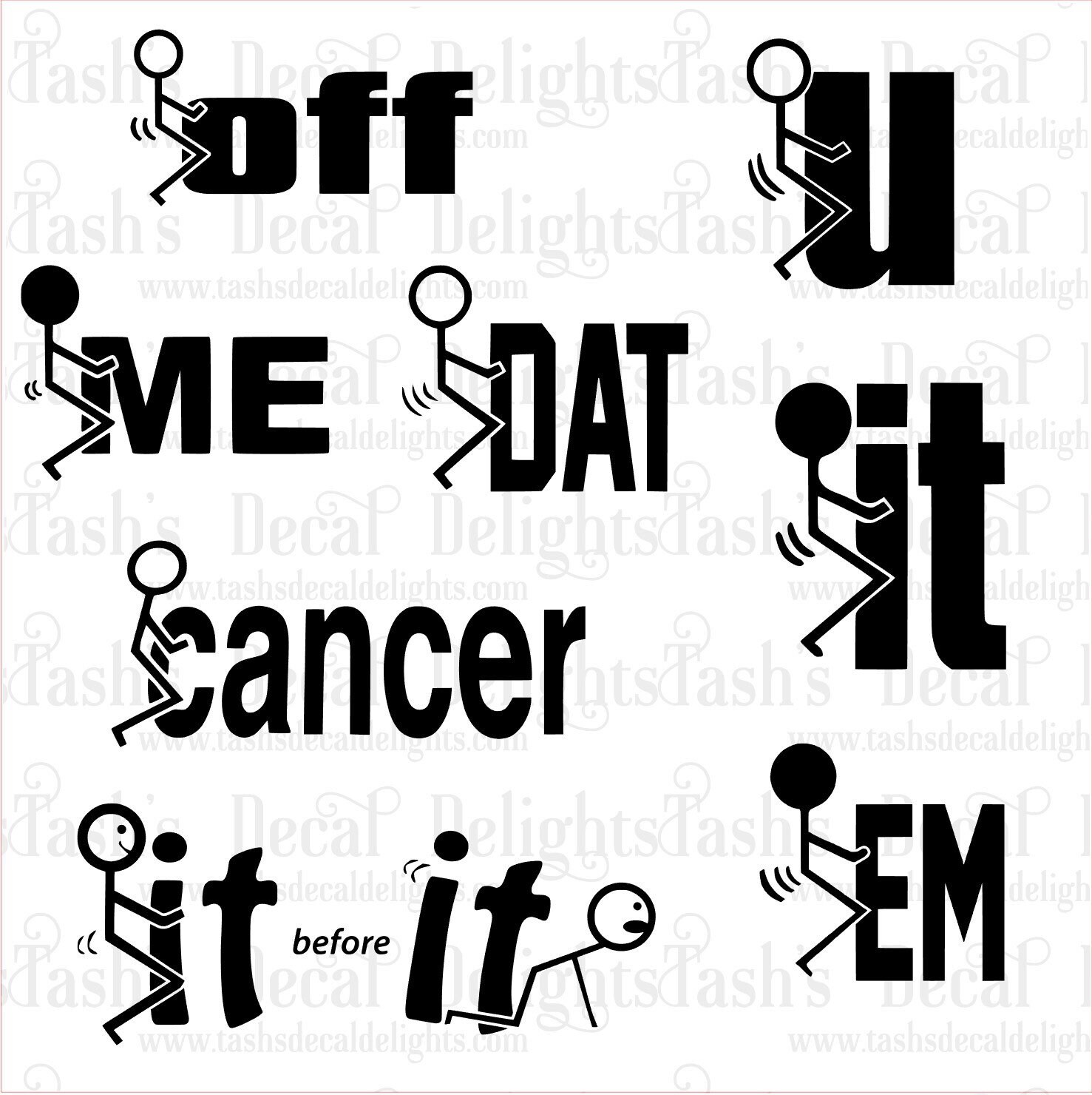 Stick Figure Car Decal Sticker Fuck Off U You Me Dat Etsy