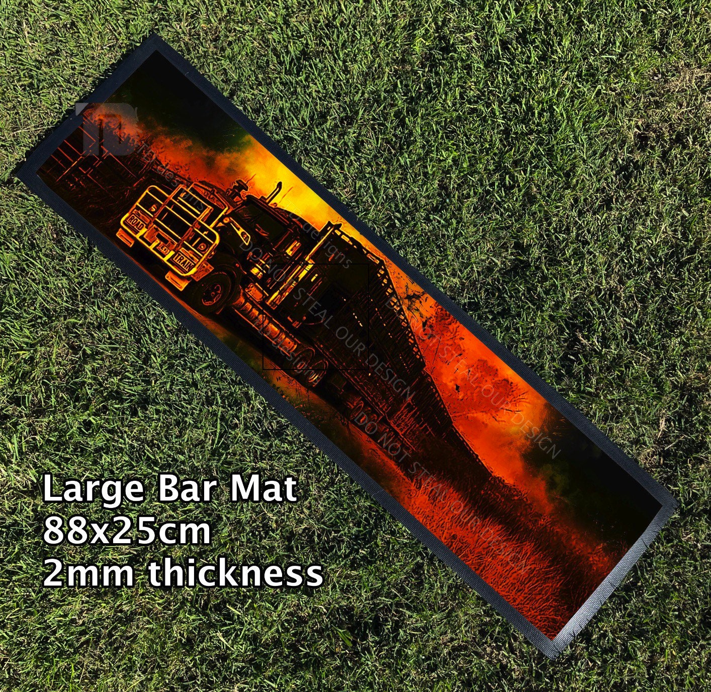 Road train truck prime mover cattle crates 3 trailer Beer Bar Mat ...