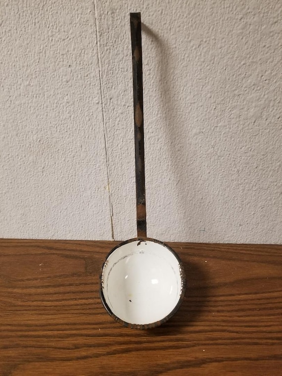 Vintage Antique White Enamelware Ladle - Etsy