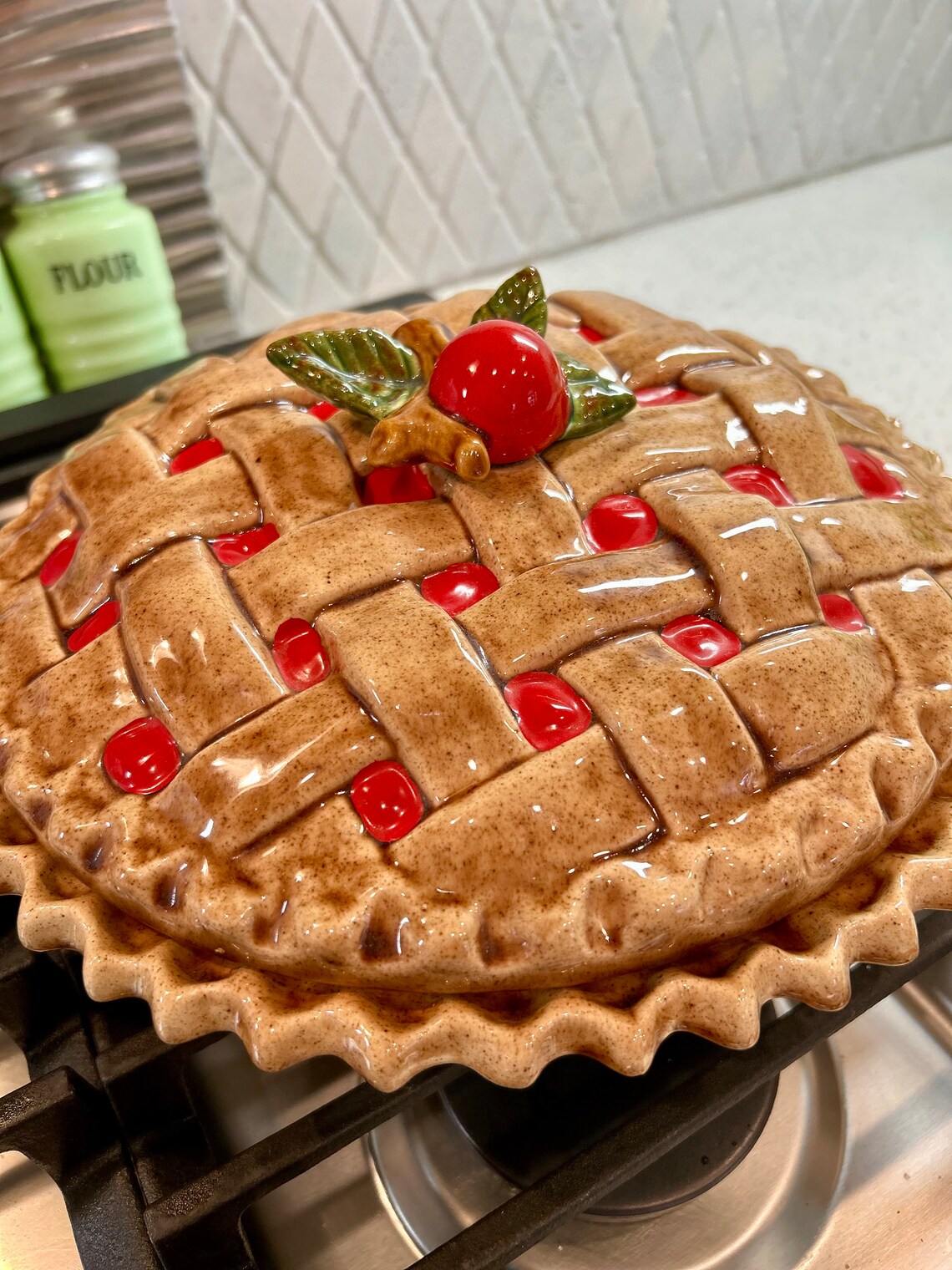 Vintage Ceramic Covered Red Cherry Pie Recipe Plate - Etsy
