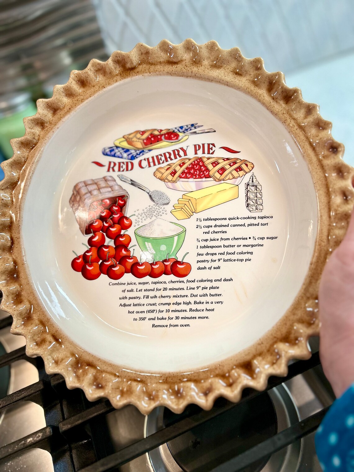 Vintage Ceramic Covered Red Cherry Pie Recipe Plate - Etsy